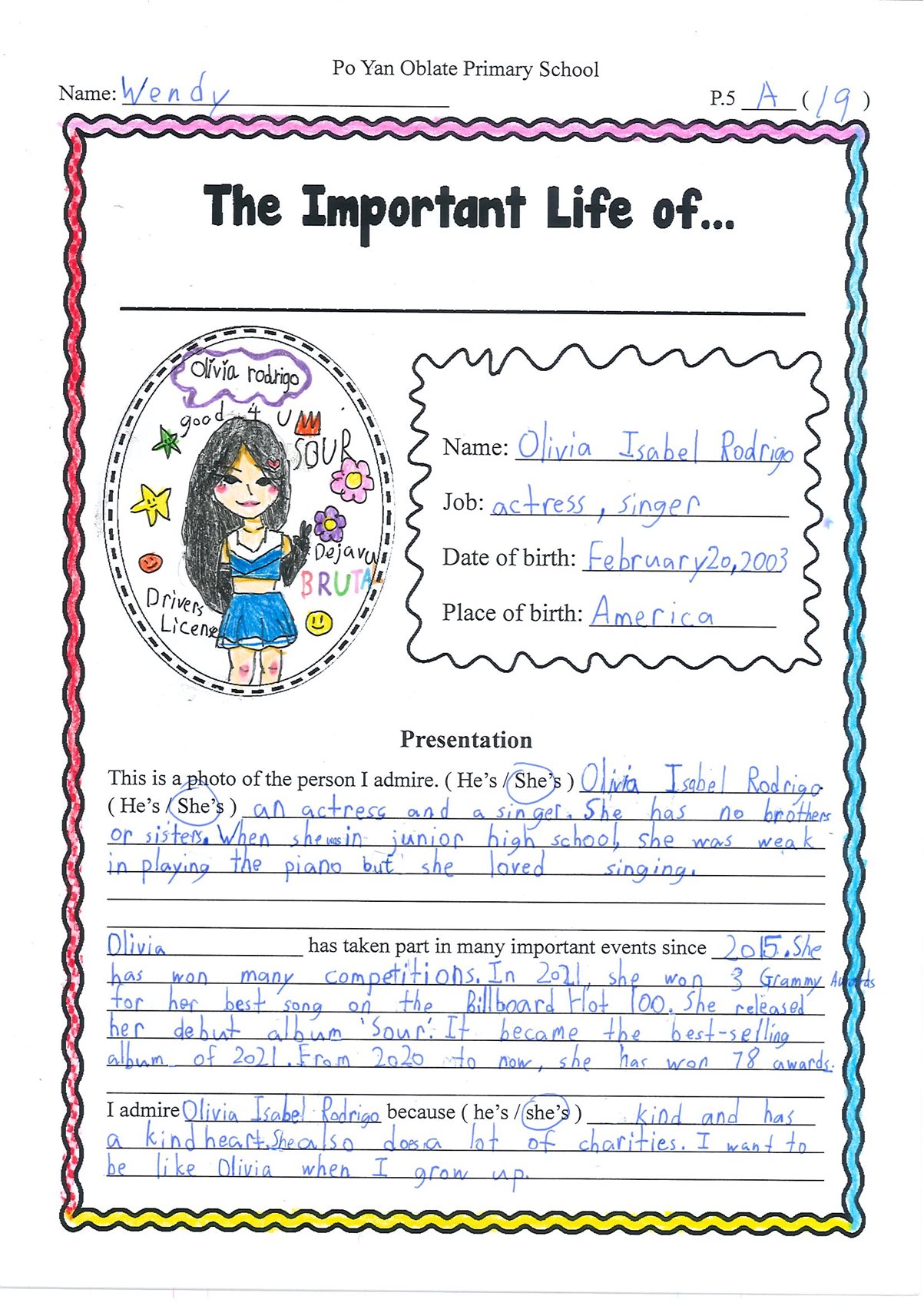 2021-22 5A Pupils Work